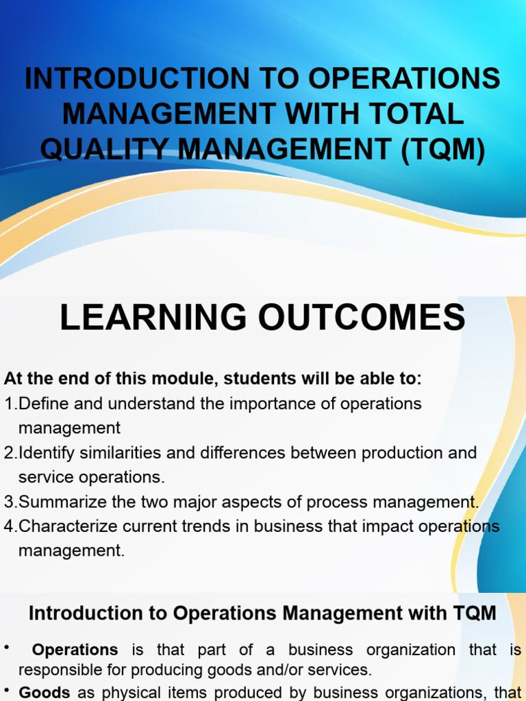 Intro To Operations Management | PDF | Operations Management | Systems ...