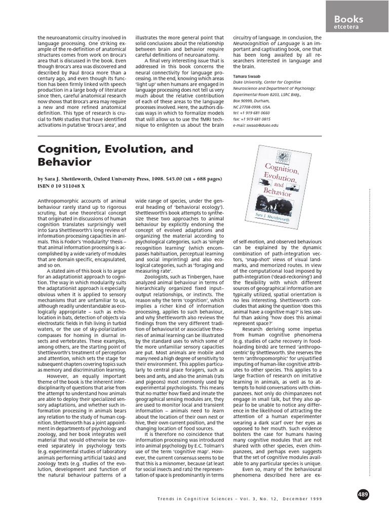 Animal Cognition 10.1.1.843.596 | PDF | Ethology | Perception