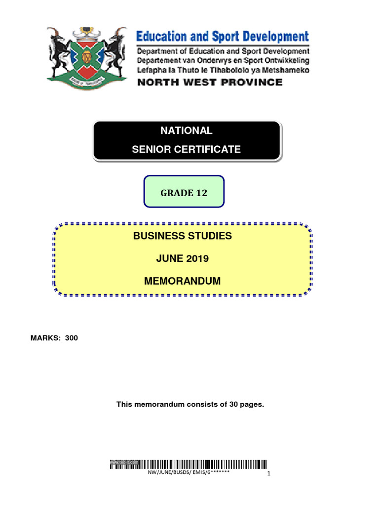 Business Studies GR 12 MEMO | PDF | Employee Benefits | Corporate ...