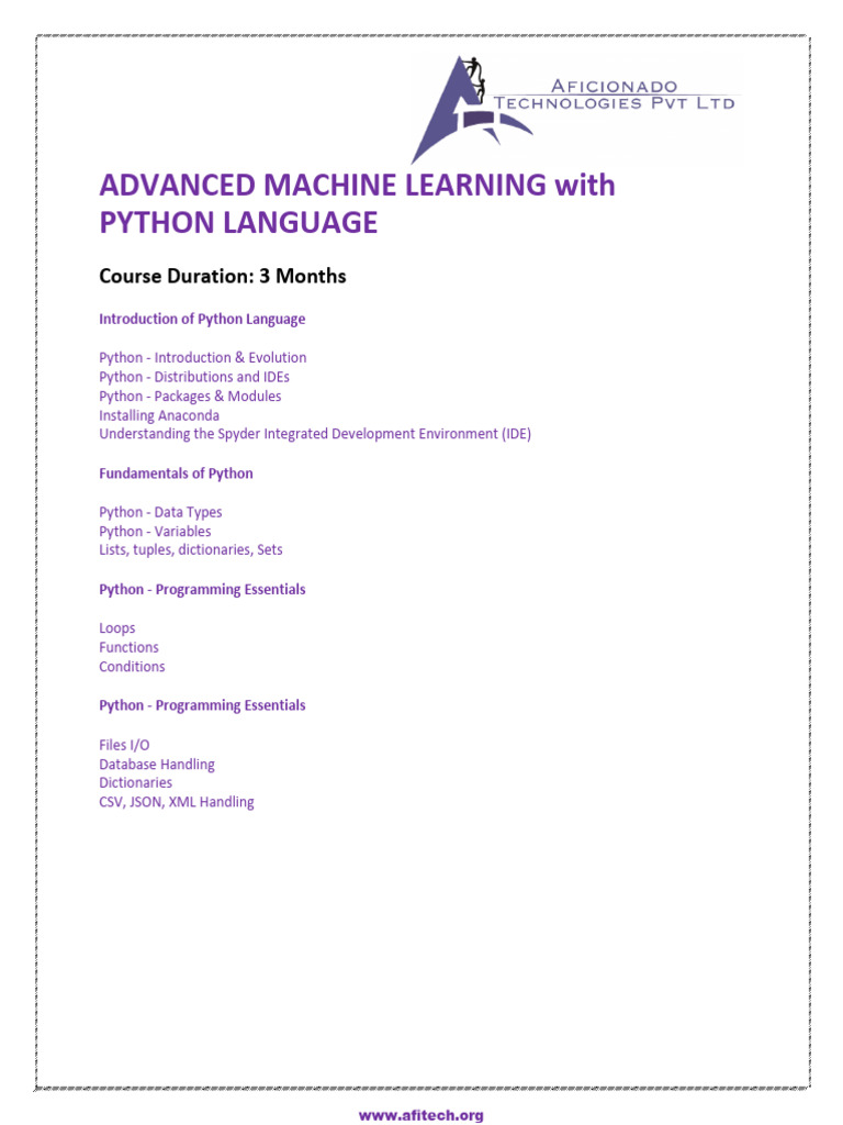 Machine Learning With Python Course Content | PDF | Statistics ...