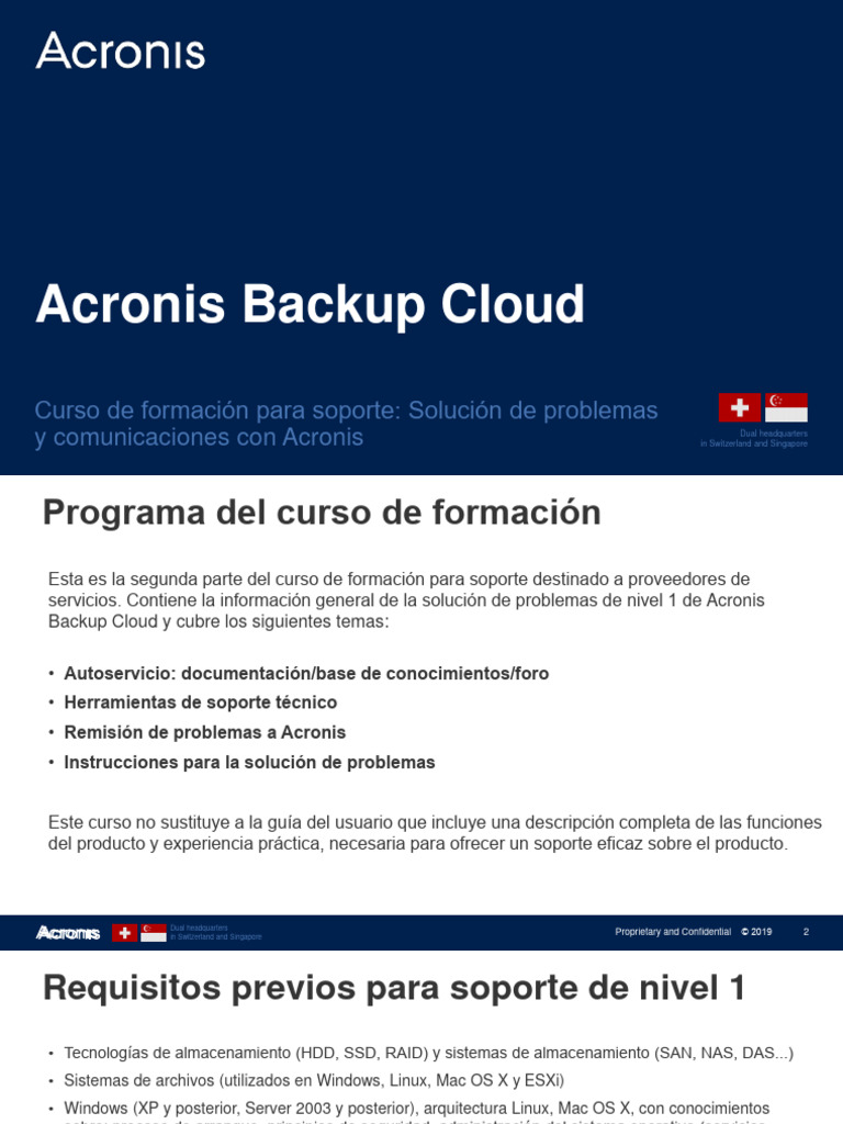 Curso de Soporte Acronis Backup Cloud | PDF | Archivo de computadora | Computación en la nube