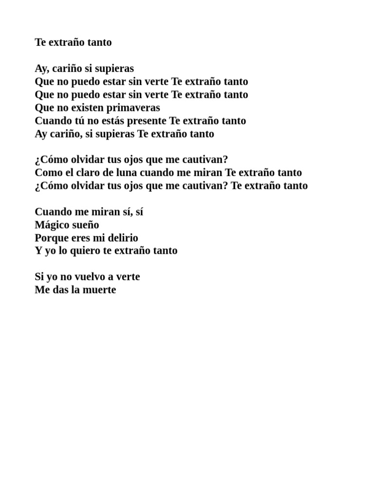 Te Extraño Tanto | PDF