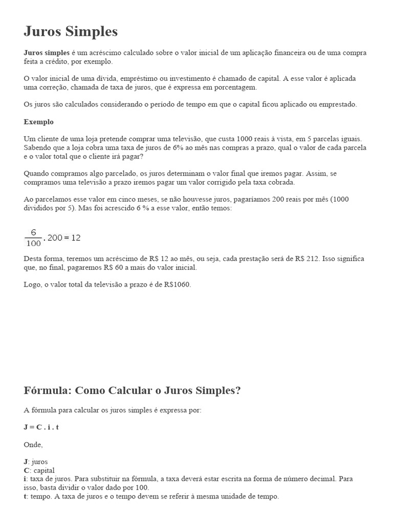Juros Simples | PDF | Juros | Dinheiro