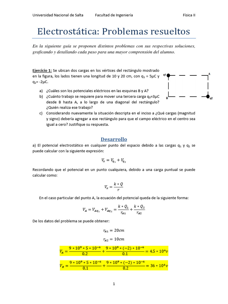 Ejercicios resueltos electrostatica | PDF | Vector Euclidiano | Campo eléctrico