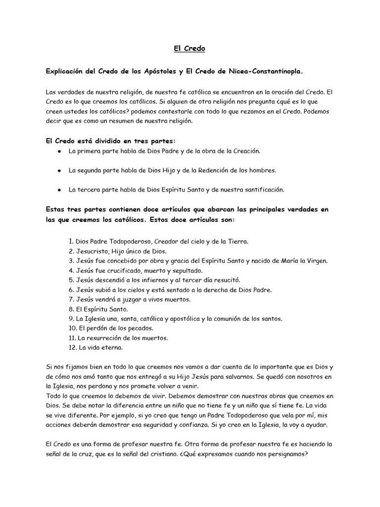Credo | PDF | Credo | Iglesia Católica