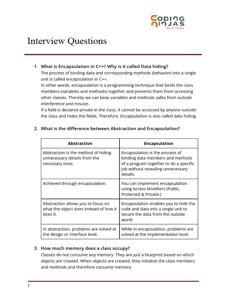 GP OOPS C++ Encapsulation Interview | PDF | Inheritance (Object Oriented Programming) | Class ...