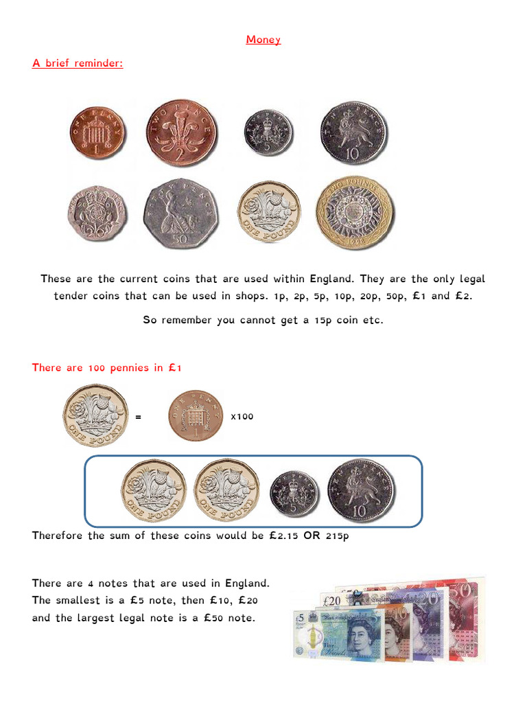 Yr 4 Maths Money and Coins | PDF | Coins | Pound Sterling