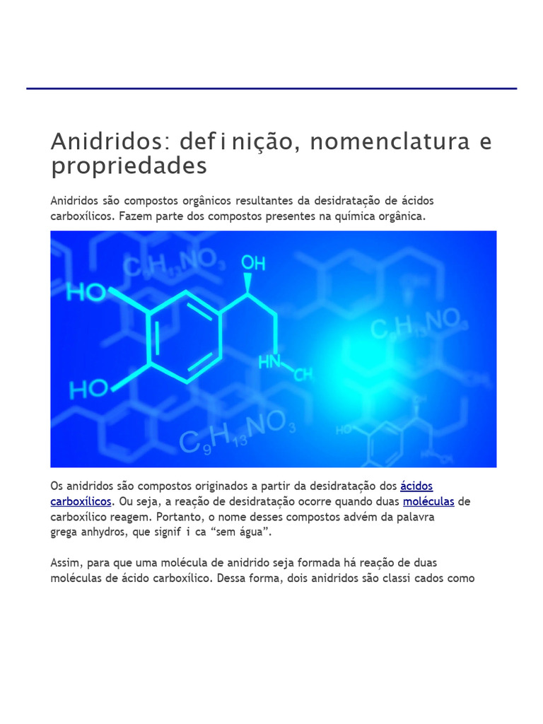 Anidridos_ definição, nomenclatura e propriedades vando | PDF | Química ...