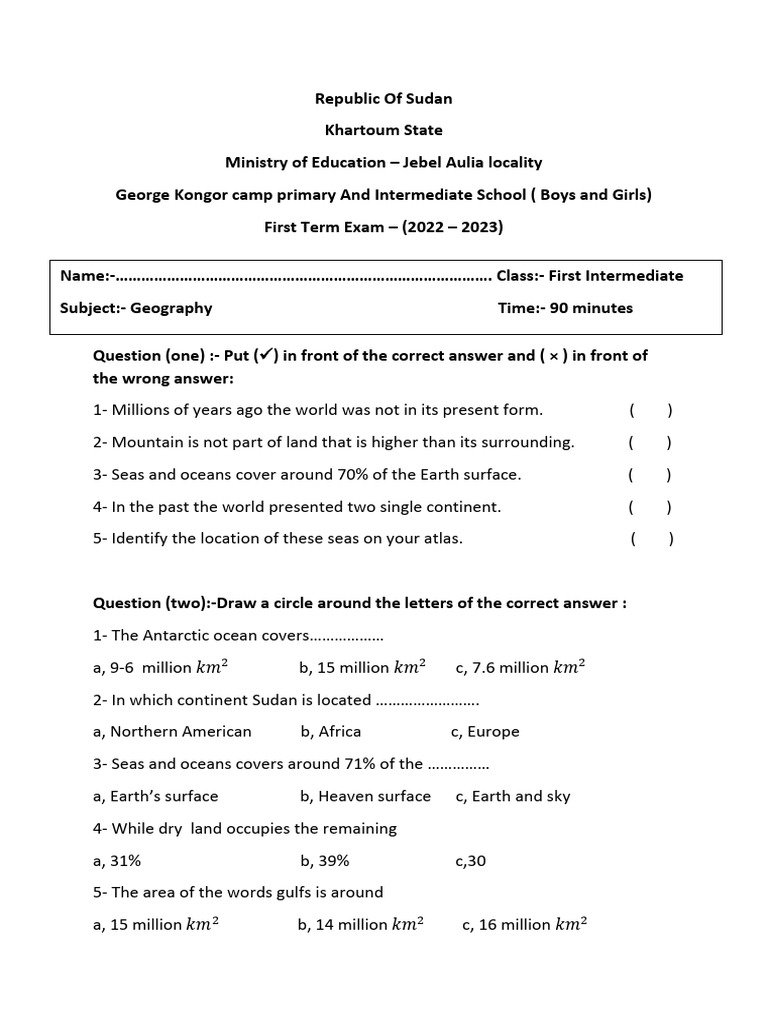 First Intermediate - Geography | PDF | Science & Mathematics | Young Adult