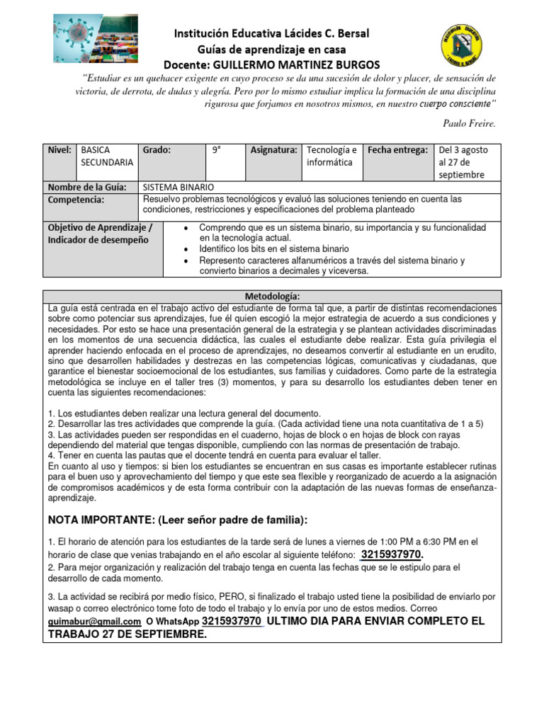 Guía sobre Sistema Binario y Bytes | PDF | Poco | Byte