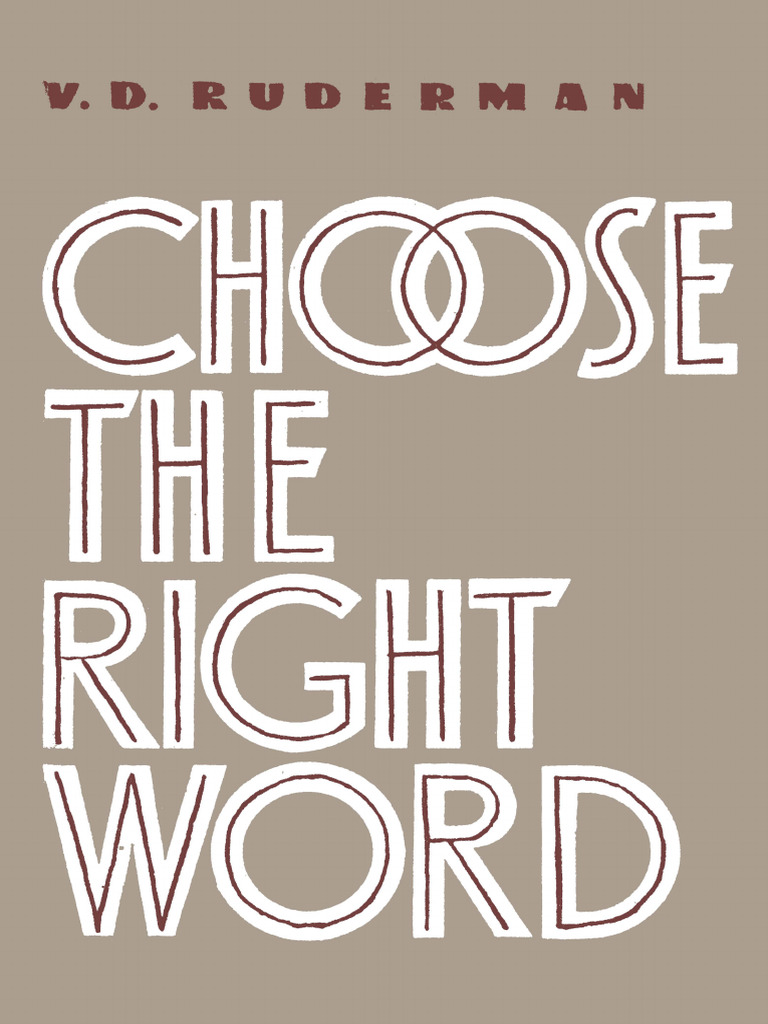 Choose The RIght Word (1961) by v. D. Ruderman | PDF