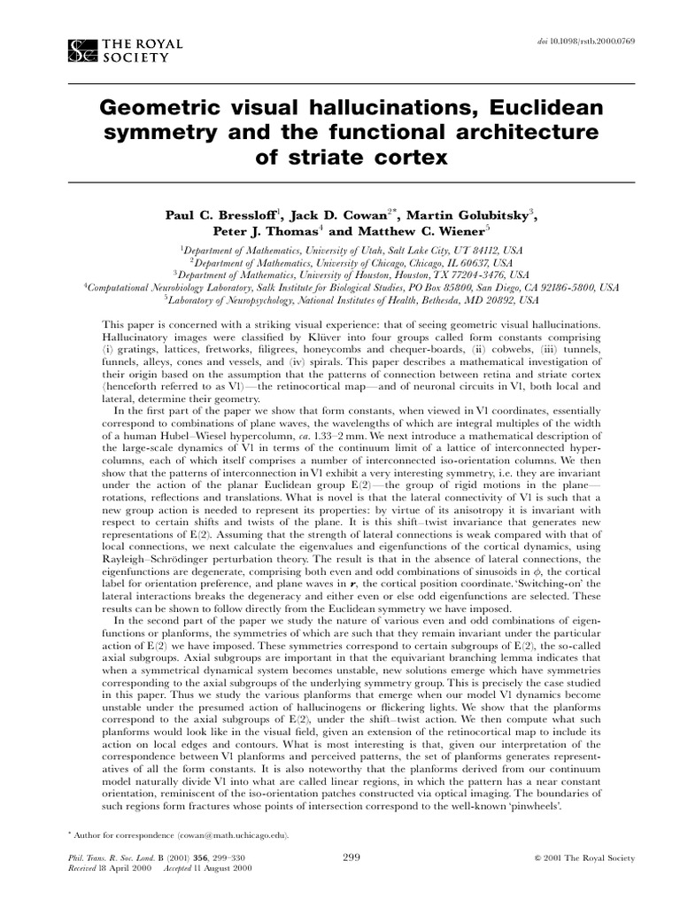 TB010299 | PDF | Visual Cortex | Group (Mathematics)