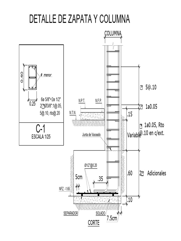 Zapata y Columna Detalle | PDF