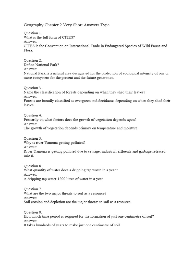 Geography Chapter 2 Very Short Answers Type | PDF | Landslide | Soil