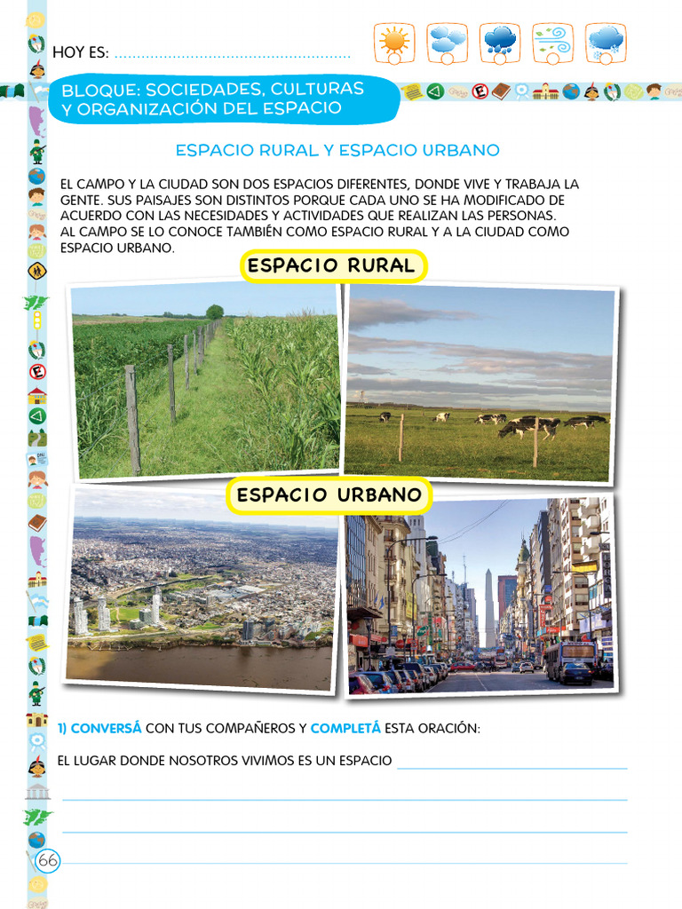 Espacio Rural y Urbano - 1° Grado - EDIBA | PDF | Área rural | Área urbana