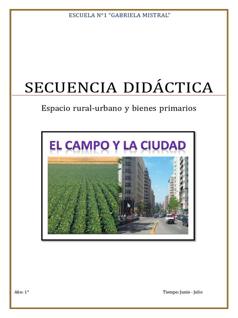 Secuencia Didáctica Espacio Rural-Urbano y Bienes Primarios | PDF | Área rural | Sociedad