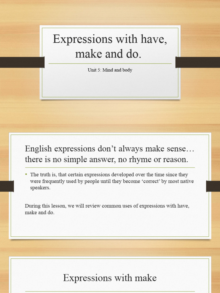 Expressions With Have Make and Do | PDF