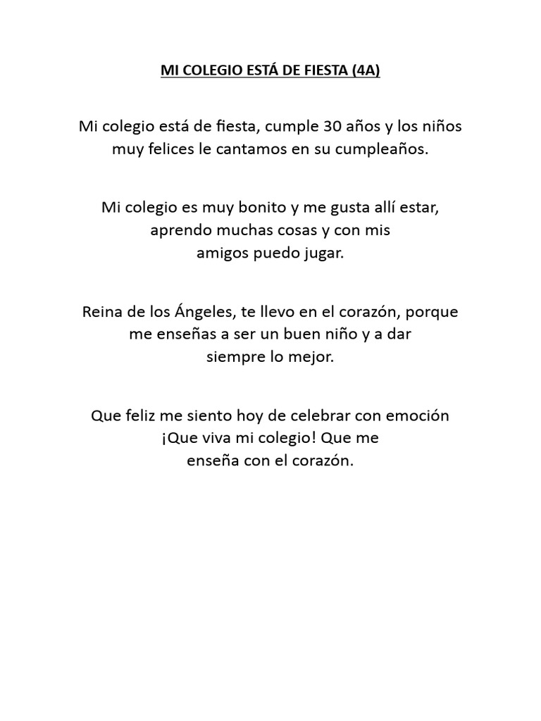 Poes Ía Mi Colegio Está de Fiesta (4a) | PDF | Arte
