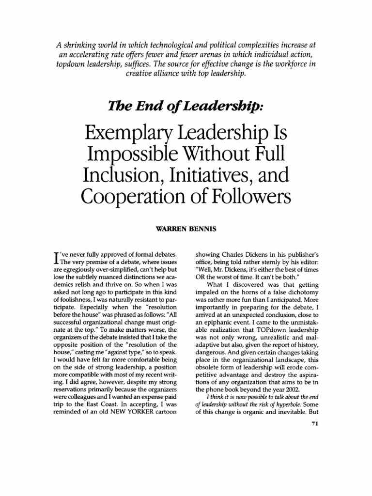The End of Leadership by Warren Bennis BOOK | PDF