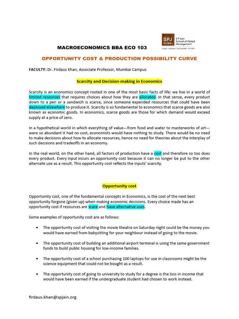 Production Possibility Curve | PDF | Opportunity Cost | Economics