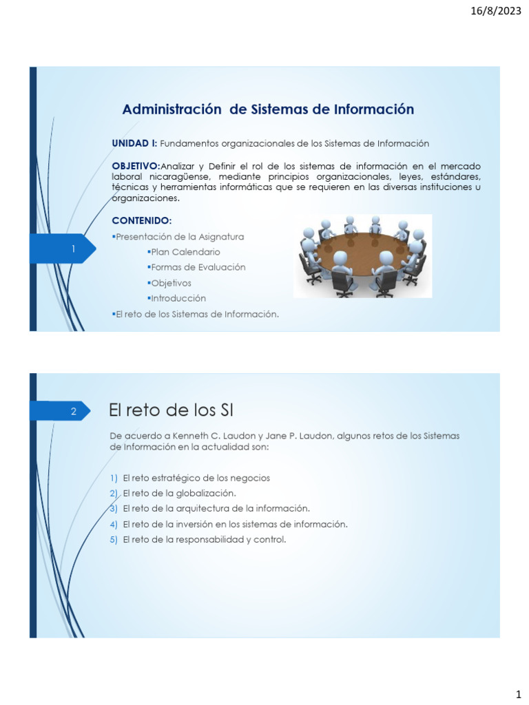 Semana 1 - Clase 1 - Admin. de SI | PDF | Sistema de informacion | Información
