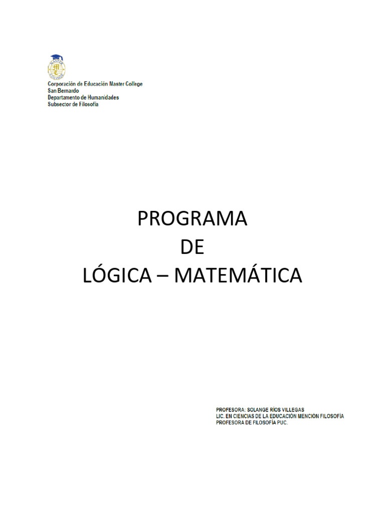 Programa de Lógica | PDF | Proposición | Lógica
