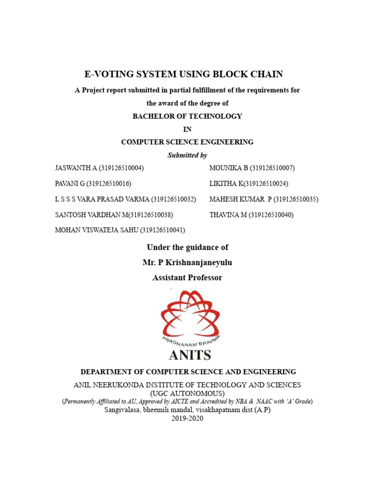 Blockchain-Based E-Voting System Report | PDF | Electronic Voting ...