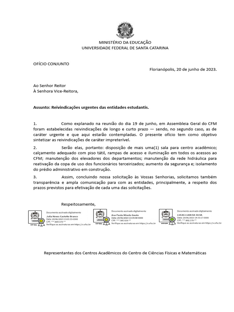 Oficio Circular Destinatarios Especificos Modelo Editavel 1 2 Assinado ... Oficio Circular Destinatarios Especificos Modelo Editavel 1 2 Assinado ...