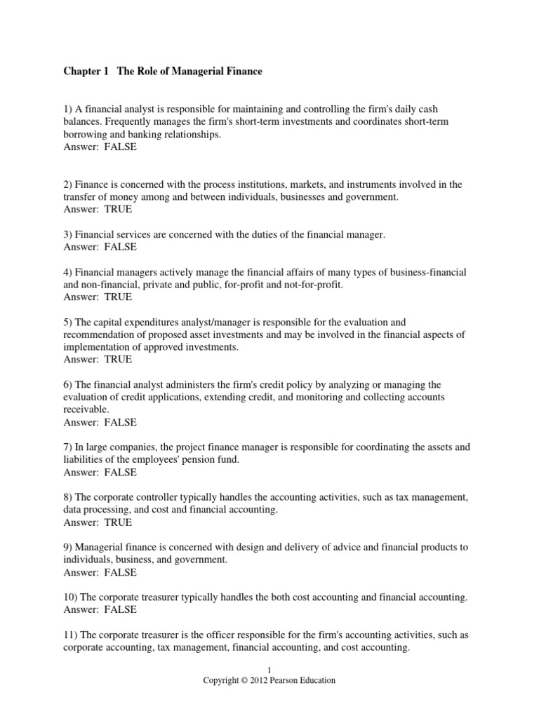 Chapter 1 The Role of Managerial Finance | PDF | Stocks | Revenue