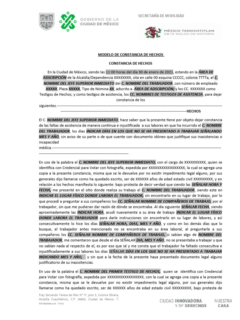 Formatos Actas Administrativa | PDF | Ciudad de México | México