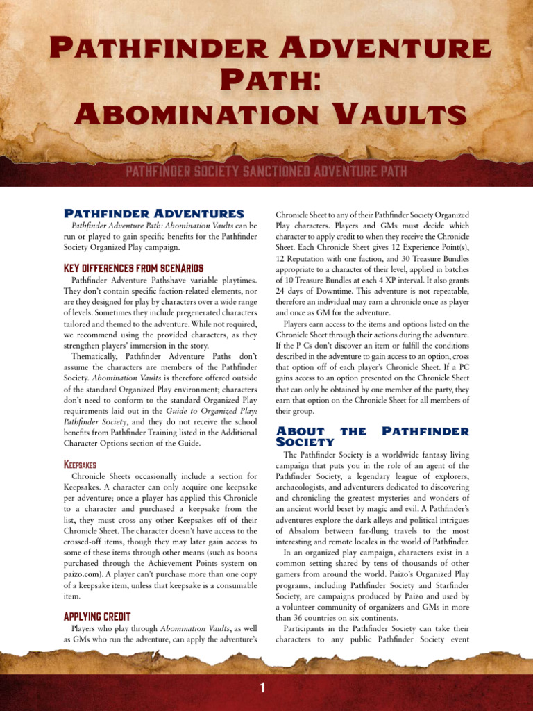 Abomination Vaults Players Guide