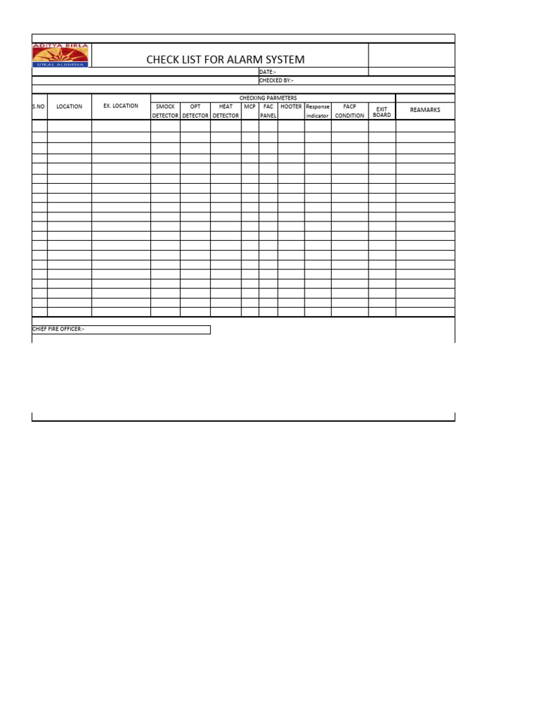 Alarm System Check List | PDF