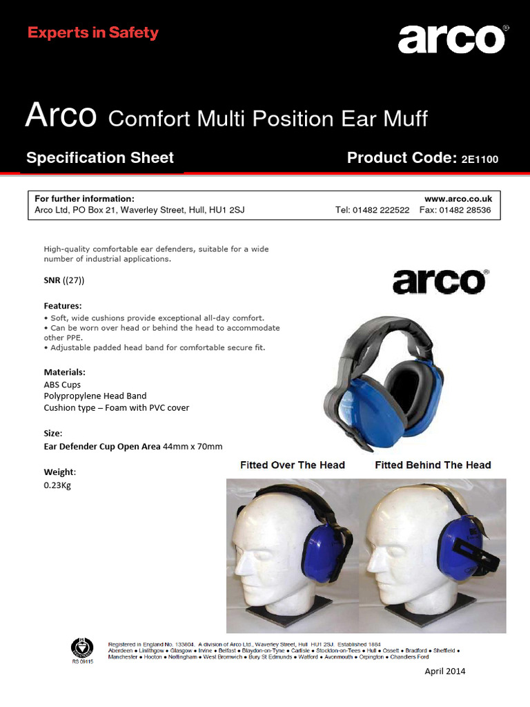 Arco Comfort Ear Muff 2E1100 | PDF