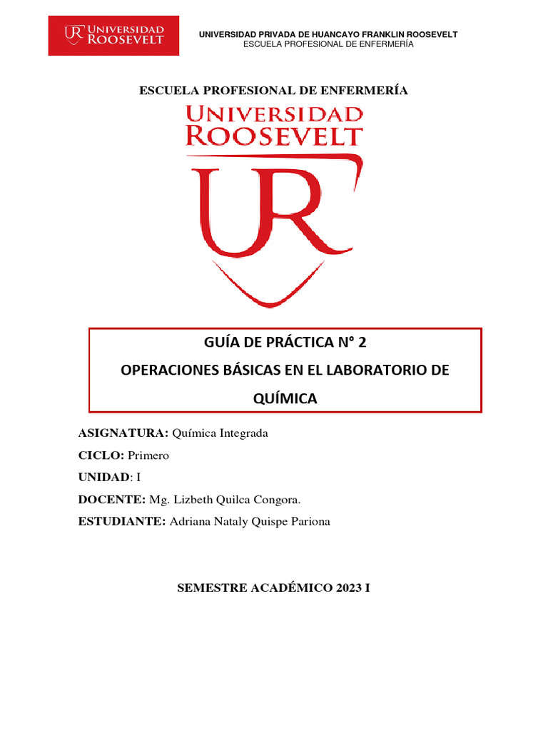 PRACTICA 2 - Operaciones Básicas en El Laboratorio de Quimica | PDF | Química | Fases de la materia