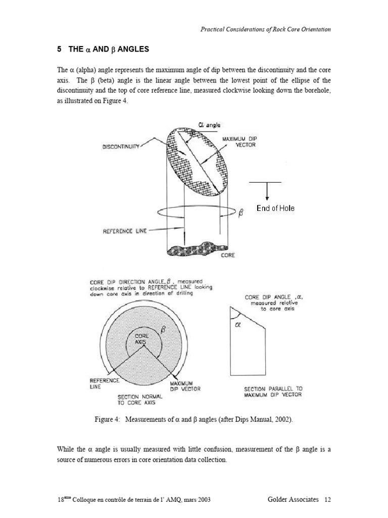 Measuring Alpha and Beta Angles in Core | PDF | Angle