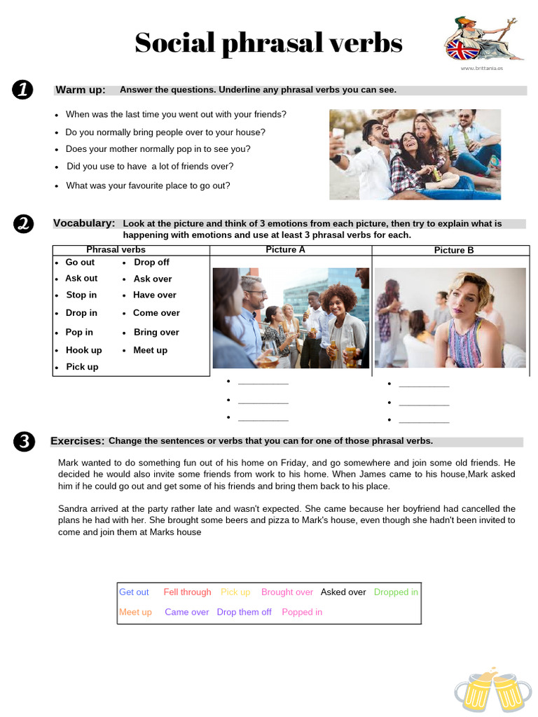Social Phrasal Verbs and Exercises | PDF | Art