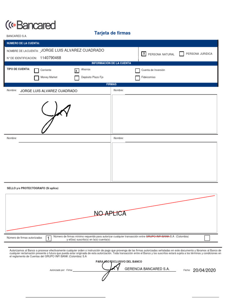 TARJETA DE FIRMAS JORGEA-signed | PDF
