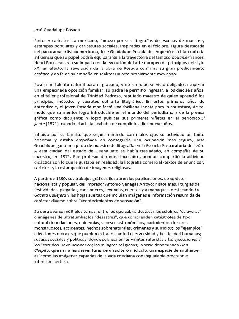 José Guadalupe Posada: Arte y Legado | PDF