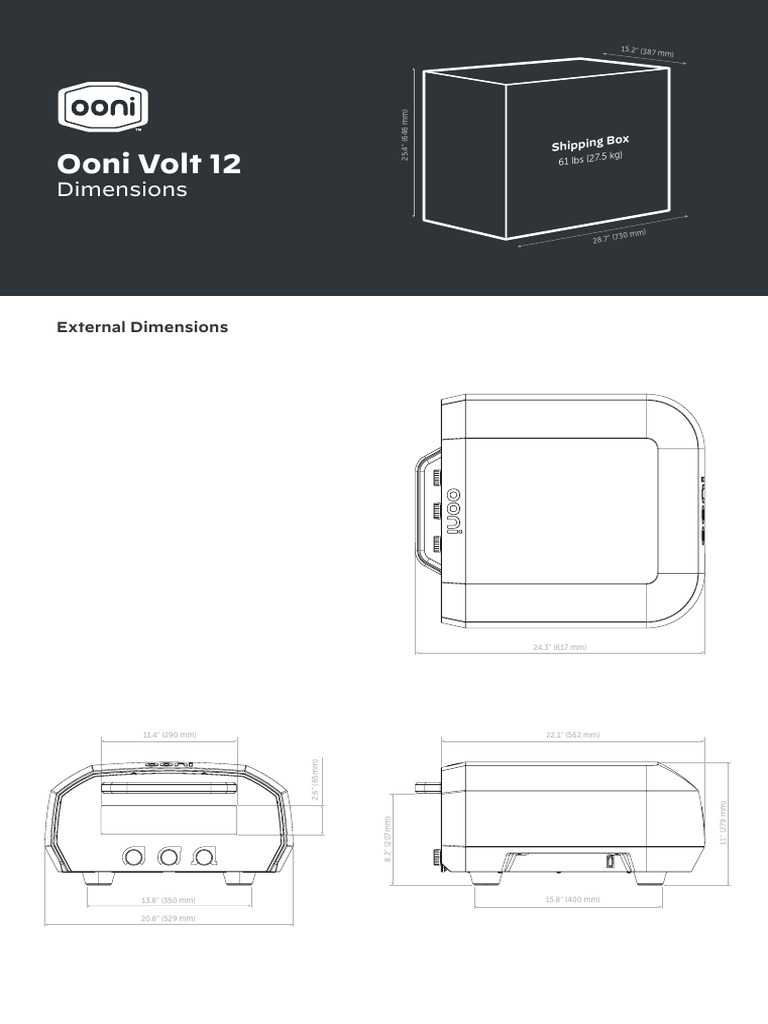 Ooni Volt 12-Oven Dimensions | PDF