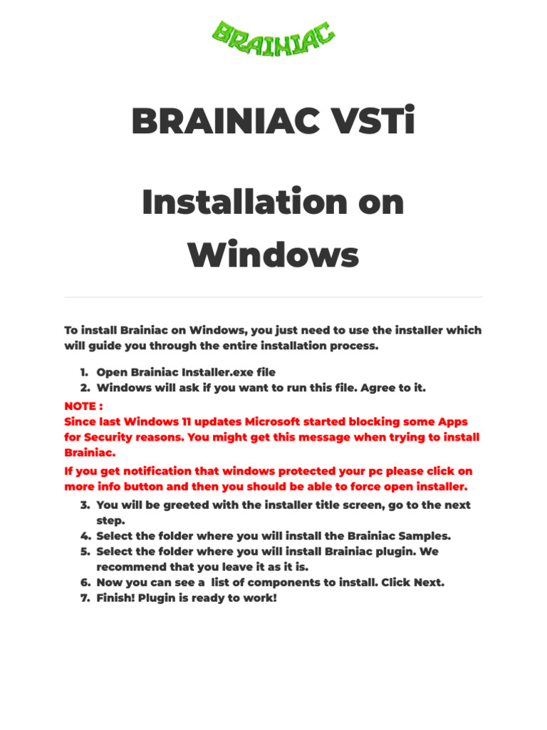 How To Install Brainiac VST | PDF | Installation (Computer Programs ...