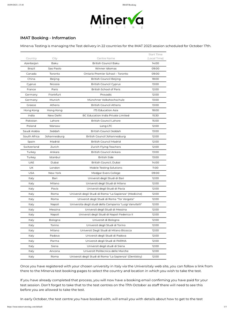 IMAT 2023 Test Center Locations | PDF | Debit Card | Credit Card