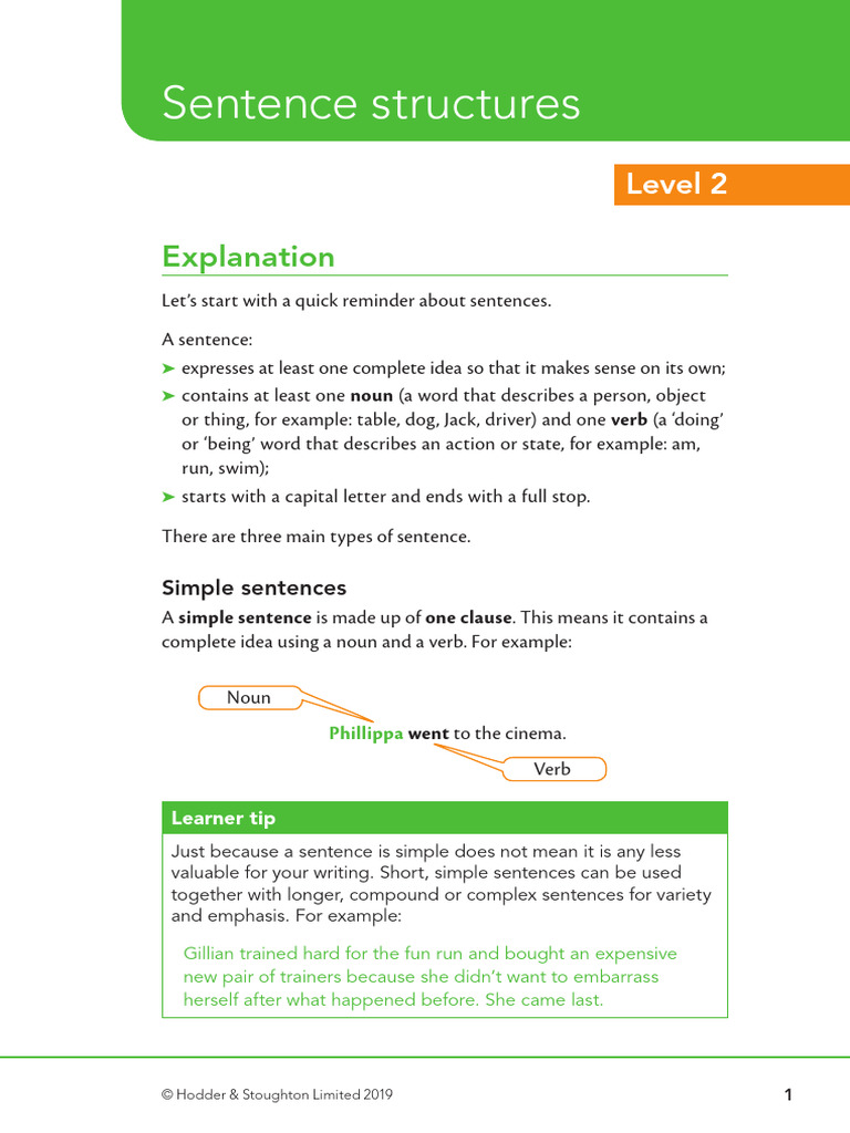 Sentence Structures Explanation | PDF | Sentence (Linguistics) | Languages