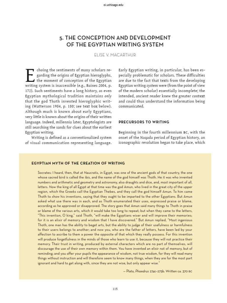 The Conception and Development of The Egyptian Writing System | PDF ...
