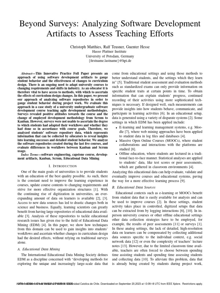 Assessing Curriculum via Software Artifacts | PDF | Computers