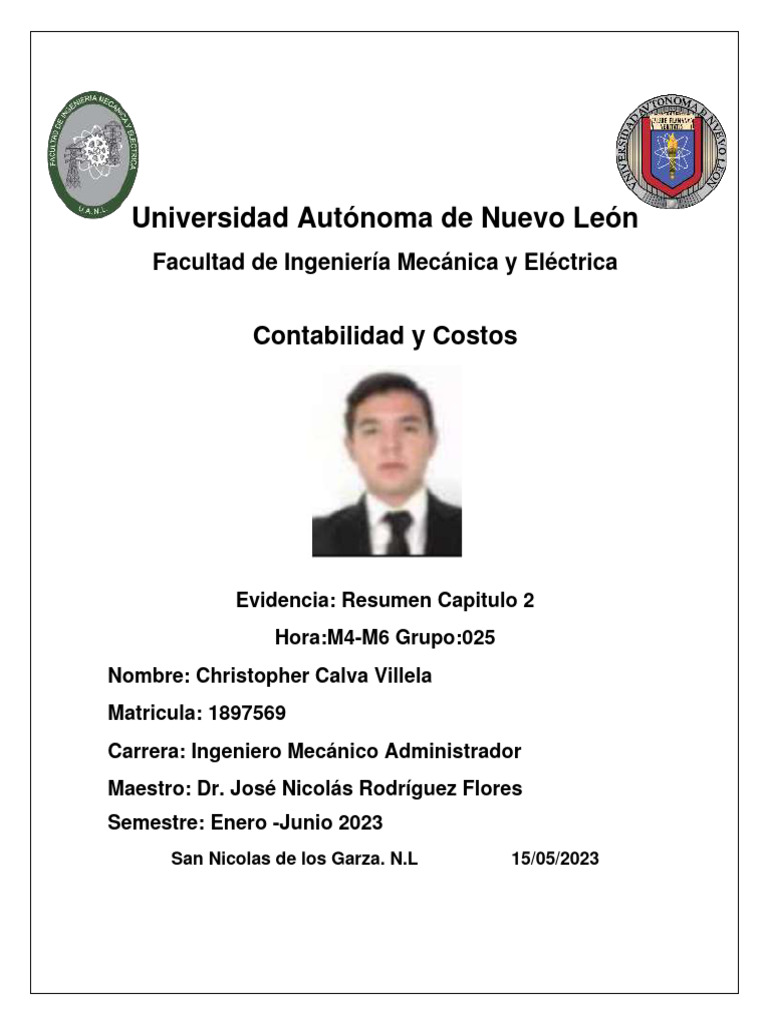 Resúmen Capitulo 2-1897569 | PDF | Costo | Contabilidad