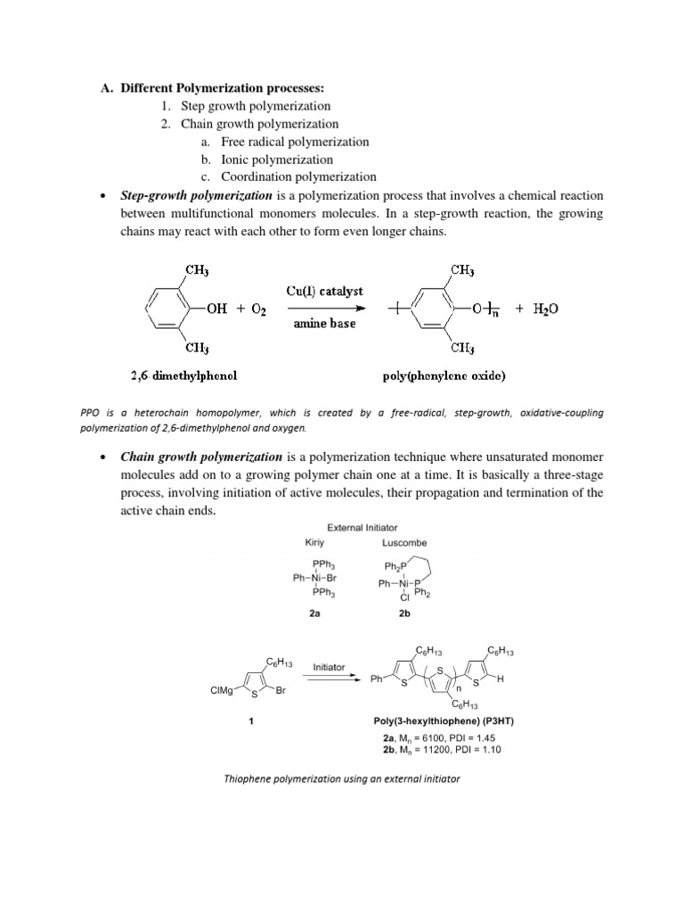Different Polymerization Processes | PDF | Polymerization | Polymers