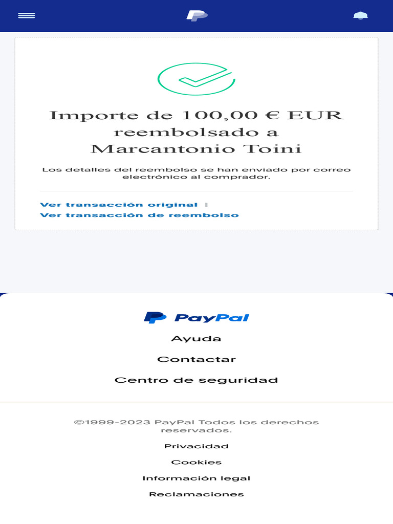 Reembolso Completado - PayPal | PDF