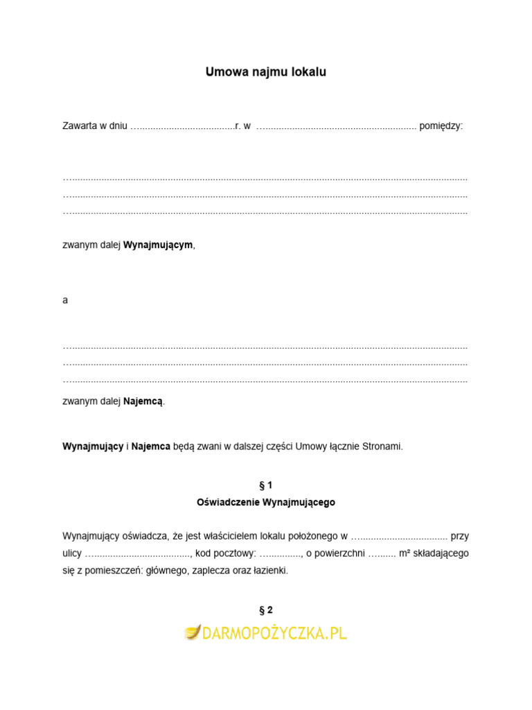 Umowa Najmu Lokalu Uzytkowego | PDF