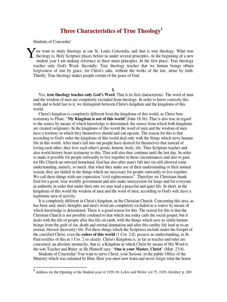Three Characteristic of True Theology | PDF | Justification (Theology) | Jesus