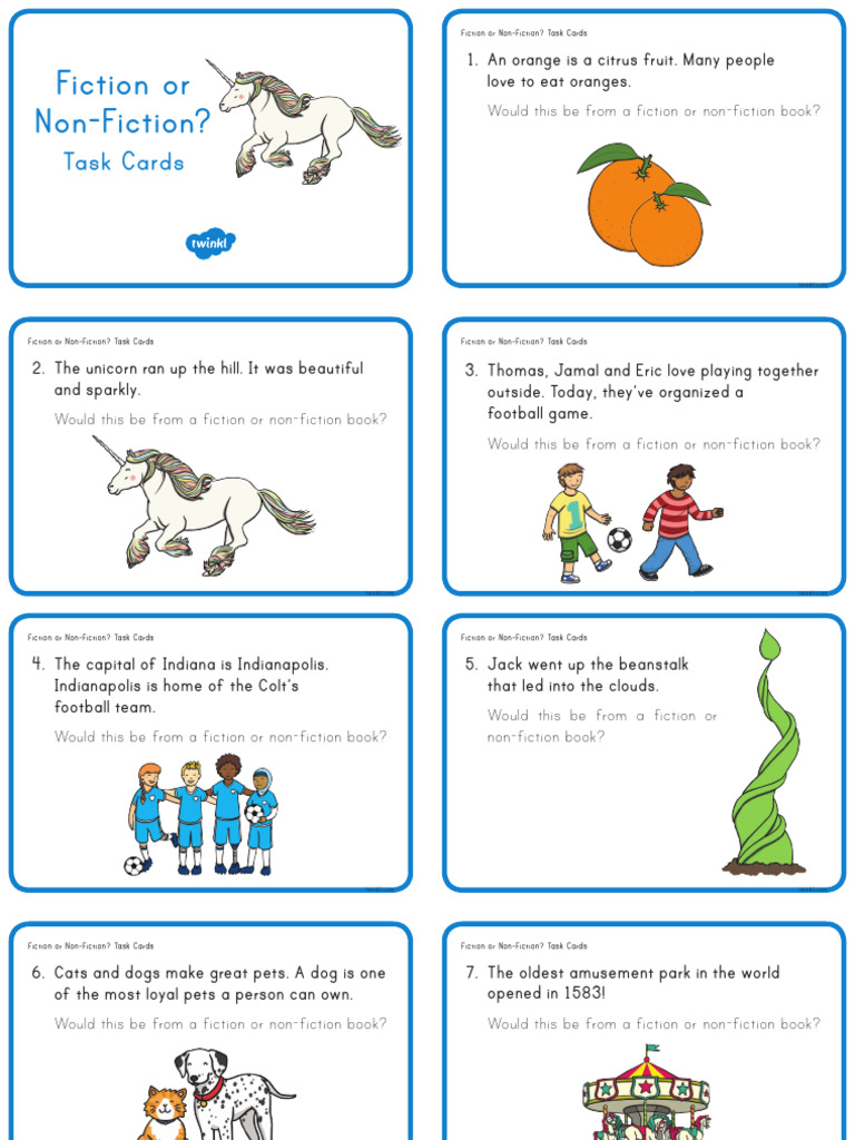 Us L 192 Fiction or Nonfiction Task Cards - Ver - 1 | PDF | Mystery ...